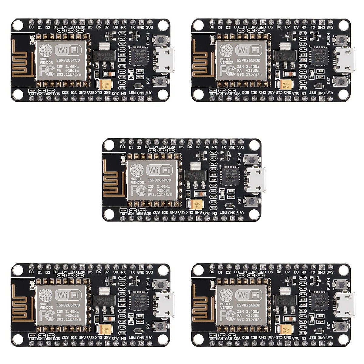AITRIP 5 PCS ESP8266 NodeMCU CP2102 ESP-12E Internet WiFi Development Board Open Source Serial Wireless Module Works Great Compatible with Arduino IDE/Micropython (5PCS)