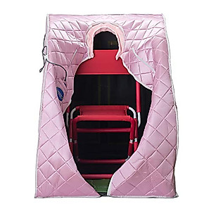 Durasage Personal Ultra Low Emf Portable Infrared Sauna Spa for Weight Loss, Detox, Relaxation at Home, 30 Minute Timer, with Handheld Remote Control, Heated Footpad and Chair (Light Pink)
