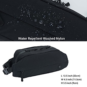 Purevave Washed Nylon Small Sling Bag for Men, Crossbody Bag for Men, Mens Sling Bag Crossbody 2.5L (Black)