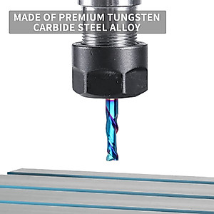 EANOSIC Spiral Router Bits Up Down Compression Bit 1/4 inch Cutting Diameter with Nano Blue Coated, 1/4 inch Shank Solid Carbide CNC End Mill for Wood Carving Engraver Milling Cutters