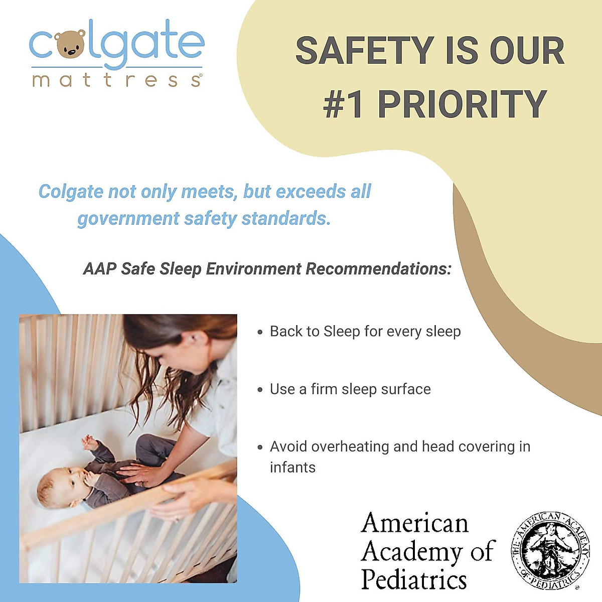 Colgate Mattress 2-N-1 - Breathable Dual-Firmness Crib Mattress Designed for Infants & Toddlers Featuring Innerspring Unit and Two Cushioning Layers Per Side