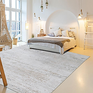 MABOZOO Extra Large 9x12 Modern Abstract Area Rug for Living Room,Neutral Khaki Grey Rugs for Bedroom,Machine Washable Area Rug,Soft Non Slip Dining Room Rug,Big Floor Carpet for Bedroom,Farmhouse