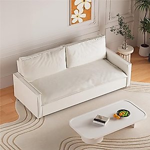 Eafurn Loveseat Sleeper, Beige Velet 63.8" Queen with USB Port
