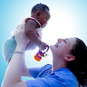 Nightmare Before Christmas Baby Toys Pumpkin Teether Baby Girl Or Boy Halloween Teether Perfect Chew Toy for Teething Babies Great Gift for Halloween with 1 Pc Mysterious Baby Teether Toy(2pc)