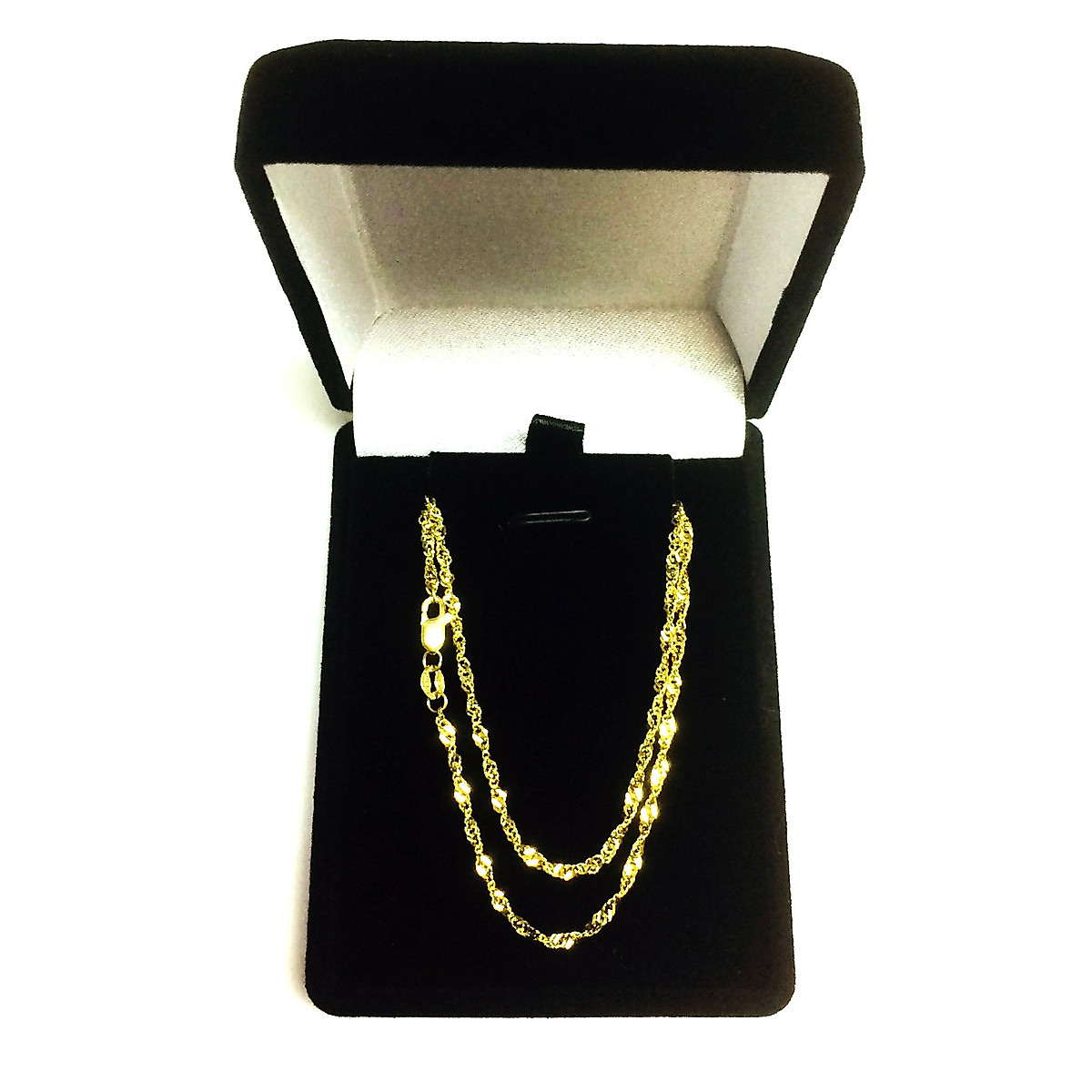 Jewelry Affairs 10k Yellow Real Gold Singapore Chain Necklace, 1.7mm, 18"
