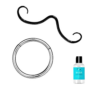 Black PVD Over 316L Surgical Steel Septum Mustache Nose Ring 16G Septum Piercing Jewelry