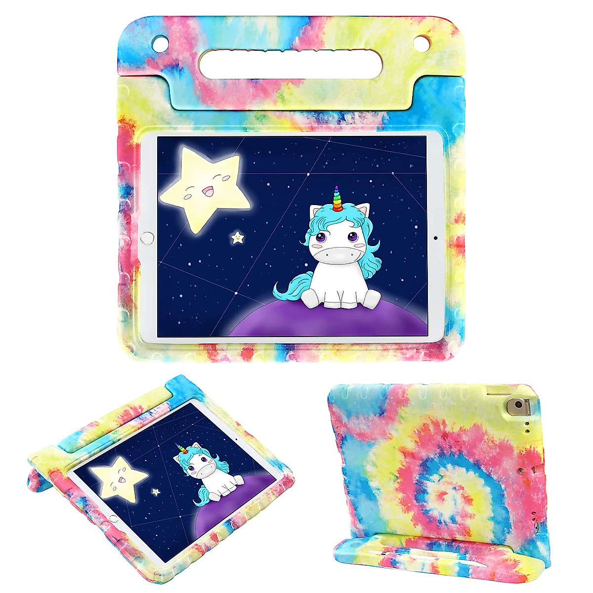 HDE iPad 9th Generation Case for Kids Shockproof iPad Cover 10.2 inch with Handle Stand fits 2021 9th Gen, 2020 8th Gen, 2019 7th Gen Apple iPad 10.2 - Tie Dye
