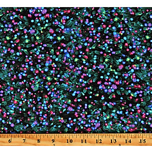 Cotton Christmas Lights Tree Holiday Festive Decorations Aurora Borealis X-Mas Lights Winter Solstice Cotton Fabric Print by The Yard (HOLIDAY-CD2011-MULTI)