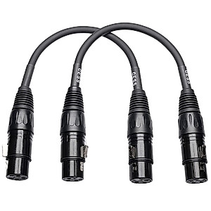 CESS-136 XLR Female to Female 3 Pin Microphone Line/Gender Changer Adapter Cable, 2 Pack