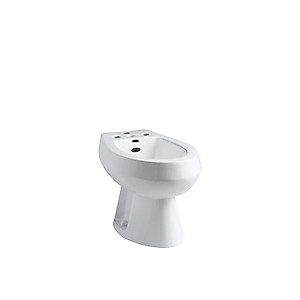 KOHLER 83296 San Tropez Front and Vertical Spray Bidet with 4 Faucet Holes, White