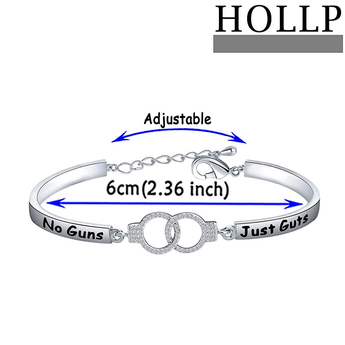 HOLLP Correctional Officer Gifts No Guns Just Guts Keychain Gift for Guard Prison Officer (Bracelet-S)