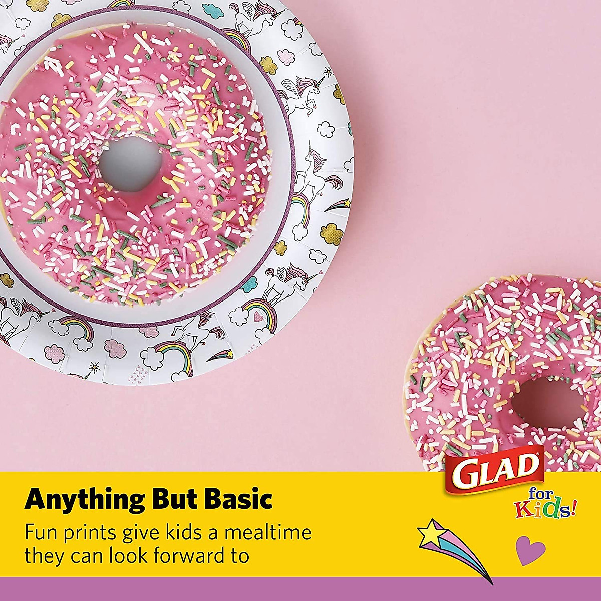 Glad for Kids Unicorns Paper Plates, Small Round Paper Plates with Cute Unicorns Design Heavy Duty Disposable Soak Proof Microwavable Paper Plates for All Occasions, 7 Inch, 20 Count (Pack of 6)