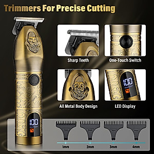 AMULISS Professional Hair Clippers Trimmer & Electric Foil Shavers Set Beard Trimmer for Men Cordless T-Blade Hair Trimmer Electric Razor, Men's Beard Grooming Kit