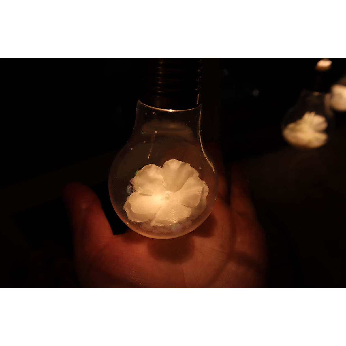 Thegreen Globe String Light led with Sparkles and Flowers Plug in Wall, 9 Light Bulb with Extension + Female Plug a Decorative Lights for Bedroom, Patio, Garden and Waterproof