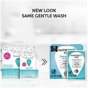 Summer’s Eve Fragrance Free Gentle Daily Feminine Wipes, pH Balanced, 16 Count
