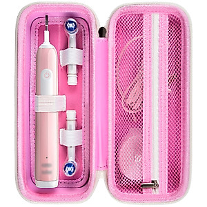 Toothbrush Travel Case Compatible with Oral-B Pro 1000, 2000, 3000, 3500, 1500/ for Philips Sonicare ProtectiveClean 4100 5100 Electric Toothbrush with Mesh Pocket for Accessories - Pink (Bag Only)