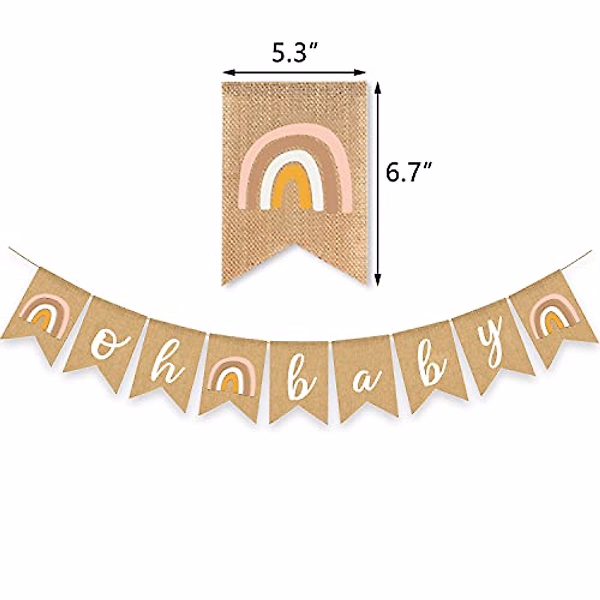 Boho Rainbow Baby Shower Burlap Banner Gender Neutral Nursery Decoration Themed Party Supplies