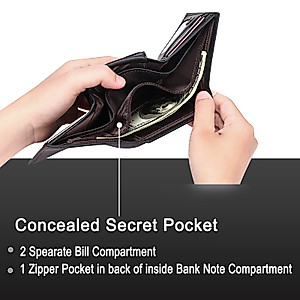 FALAN MULE Men's Wallet Genuine Leather Trifold Wallet With ID Window