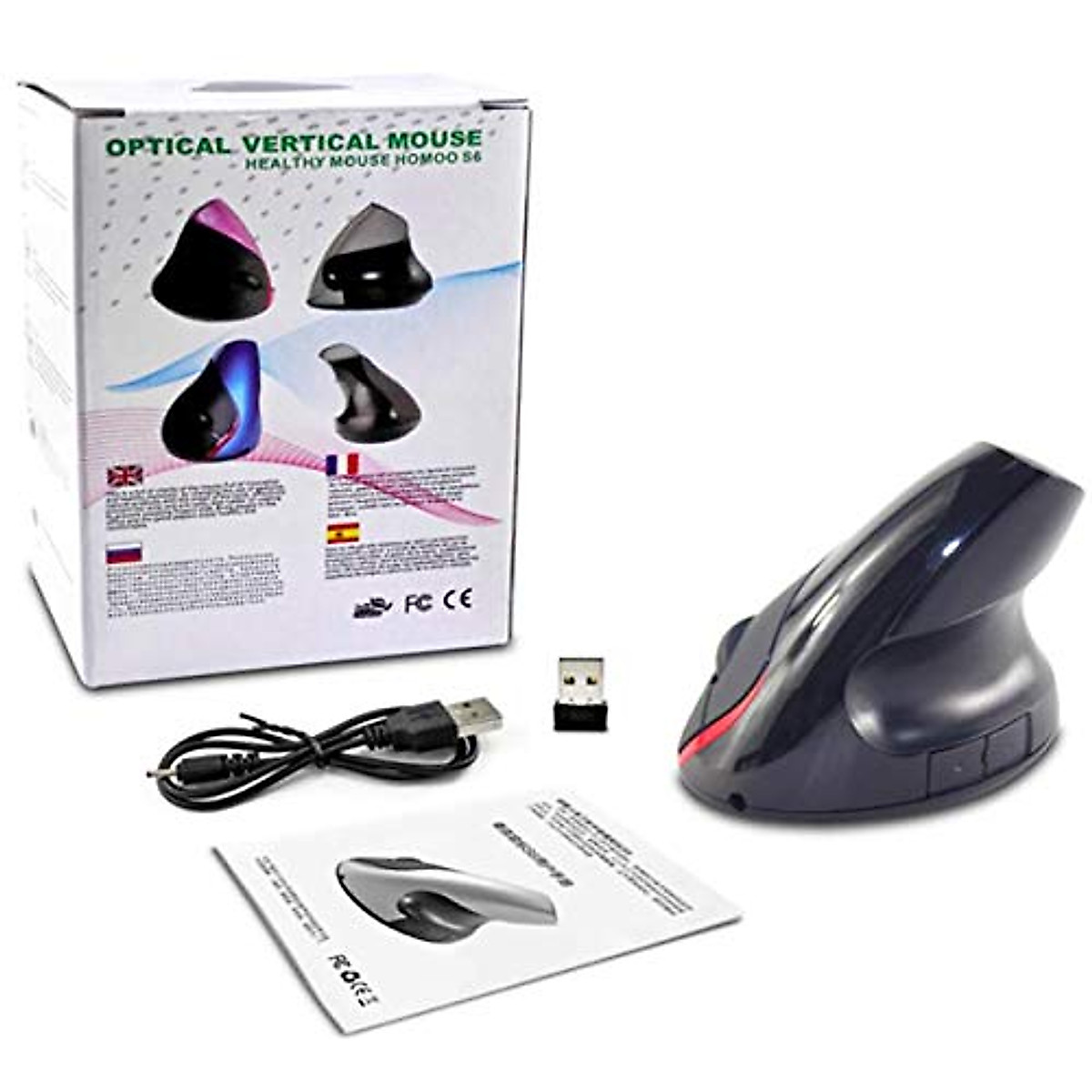 2.4G Wireless Ergonomic Vertical Mouse 800/1200 / 1600DPI, 5 Buttons (Purple)