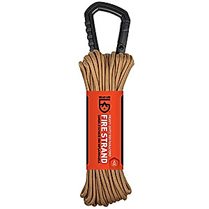 GEAR AID Fire Strand 550 Paracord, 7 Strand Tinder Cord for Camping and Survival, Coyote, 50 ft