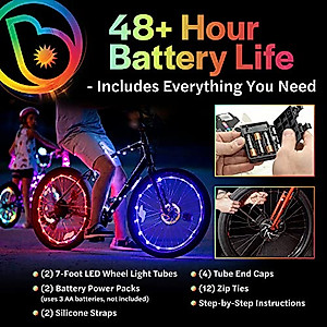 Brightz WheelBrightz 2-Pack Bike Wheel Lights, Blue - LED Bike Lights for Tires - Bike Lighting Parts & Accessories - Outdoor Summer Fun for Boys and Girls