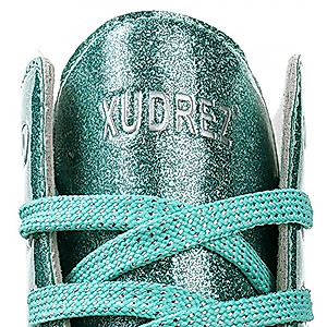 Comeon Roller Skates for Women PU Leather Roller Skates High-Top Leather for Beginners Teens for Woman,Girls and Boys,Adult (Green crystal,flash wheel,250/uk5.5/eur38)