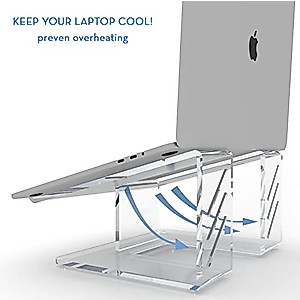Vray Designs LLC 6MM Acrylic Laptop Stand,Ergonomic Laptop Stand, Portable, and Clear Desk Riser for 10-17 inch Laptops - Made in USA for Home Office