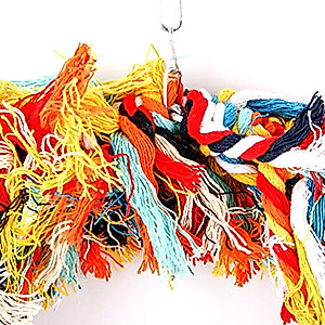 Balacoo Bird Swings Cotton Rope Hanging Perch Wreath Parrot Bite Toy Bird Beak Grinder Stand Ring Xmas Tree Ornament for Parakeets Cockatiels Macaws Finches
