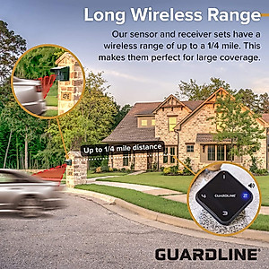 Guardline 1320 Foot Long Range Wireless Driveway Alarm [1 Motion Detector Alarm Sensor & 1 Receiver] Weatherproof Outdoor Security Alert System for Home & Property