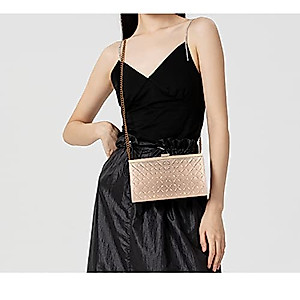 Metal Top-Handle Women Evening Clutch Purse Bag Crystal Rhinestone Handbags Champaign Medium