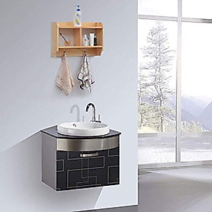 PIBM Stylish Simplicity Shelf Wall Mounted Floating Rack Shelves Storage Shelves Wooden Bookshelf Solid Hook up Bedroom Bearing Strong,2 Sizes,2/3 Grid, Wood , 90x19.5x41cm