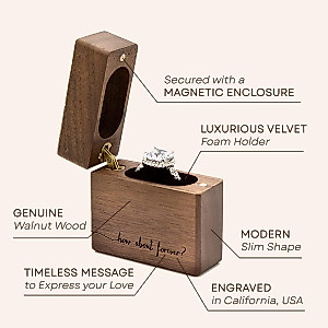 MUUJEE How About Forever - Engraved Wooden Proposal Ring Box, Ring Bearer Box for Wedding Ceremony, Engagement Photo Decor Idea