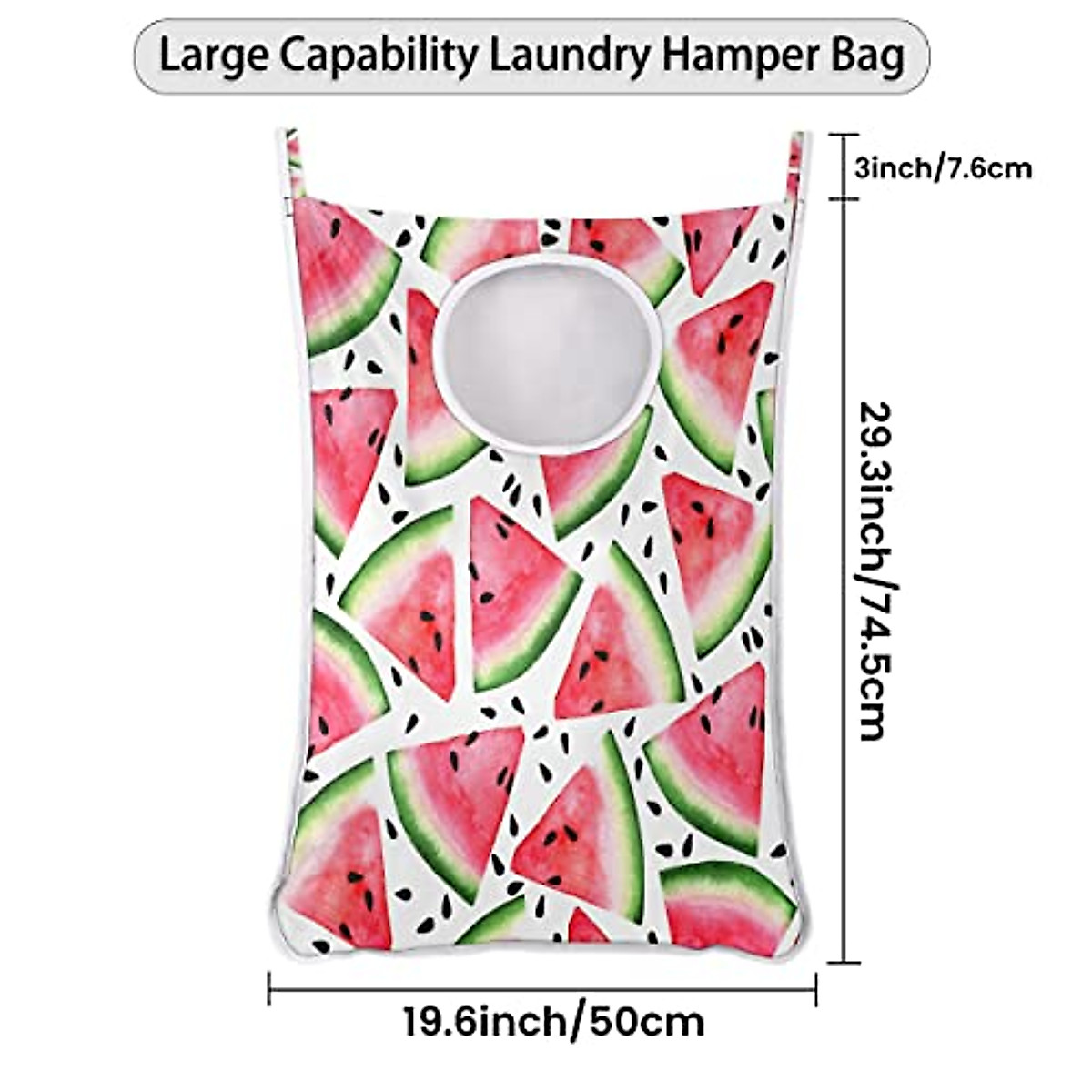 Red Pink Watermelon Hanging Laundry Hamper large Wall Mounted Laundry Basket with Stainless Steel Hooks Laundry Room Organization and Storage Saving Space Over the Door Laundry Bag