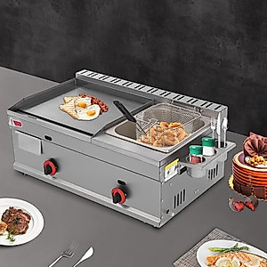 Commercial Reataurant Gas Grills -Commercial Deep Fryer Stainless -Commercial Propane/Gas Flat Top Grill Griddle with Deep Fryer Multi-function