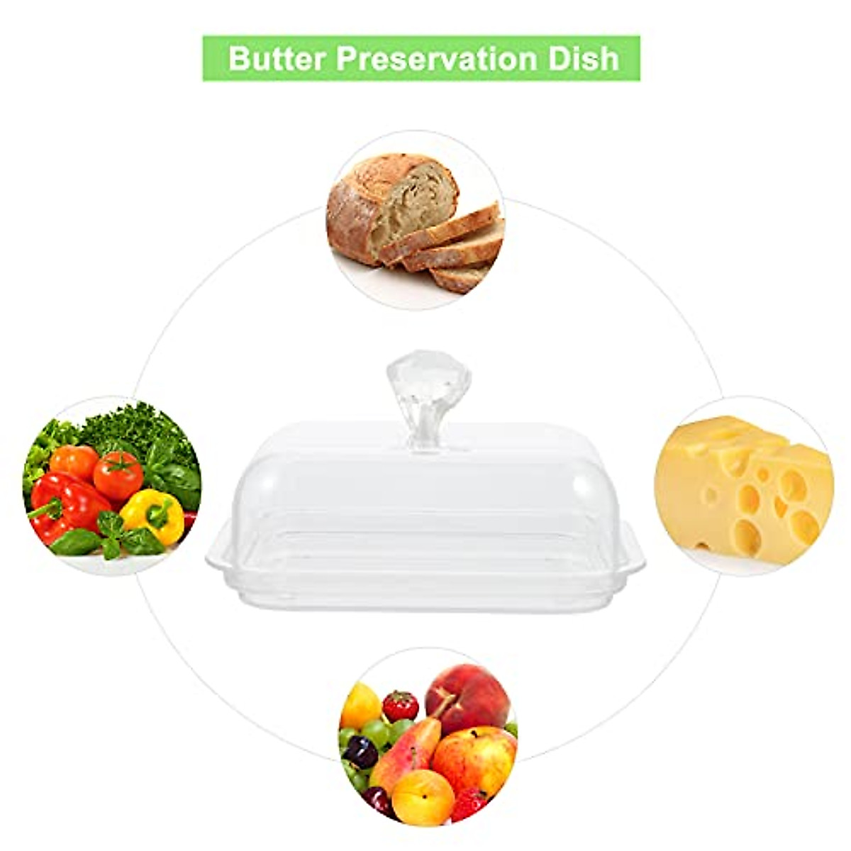 YARNOW Dishes Funny Butter Dish Acrylic Butter Dish with Lid Clear Plastic Butter Keeper Container Cheese Cream Crisper Box Butter Cutter Sealed Storage Box 14. 5x8cm Butter Box Cheesecake