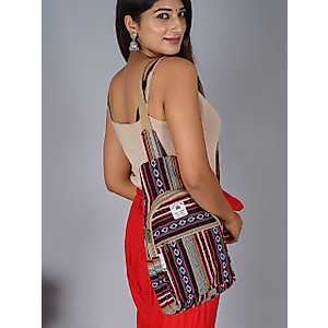Marubhumi Hemp Sling Small Cross Body Bag Shoulder Backpack Adjustable Strap Men and Women Bag Lightweight Dayack