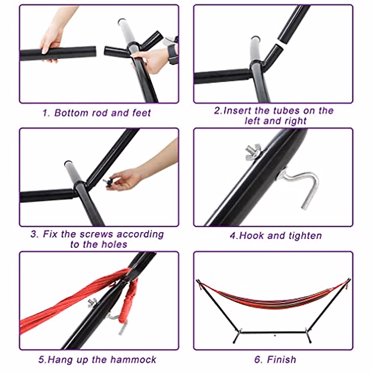 FDW Double Hammock Stands Portable Hammock Stand Heavy Duty Steel Stand for Outdoor Patio or Indoor (Blue)