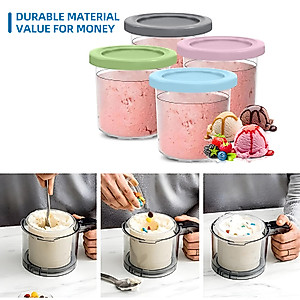 Generic Containers Replacement for Ninja Creami Pints and Lids, 4 Pack Ice Cream Containers with Colorful Lids, Compatible with NC299AMZ & NC300s Series Ice Cream Maker, BPA-Free, Dishwasher Safe
