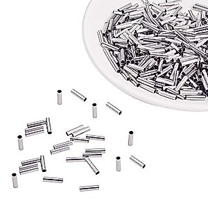 PH PandaHall 500pcs 10mm Stainless Steel Tube Beads Straight Spacer Beads Smooth Tube Loose Beads Connector Findings for Bracelets Necklaces Crafts Jewelry Making, 2mm Hole