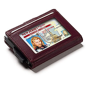 Claasico Men Slim Bifold Pop Up Wallet & Credit Card Case | Compact Card Holder w/Pop Out Button & ID Window