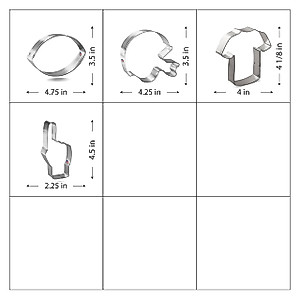 Football Cookie Cutter Set 4 Pc - Foose Cookie Cutters - USA Tin Plated Steel