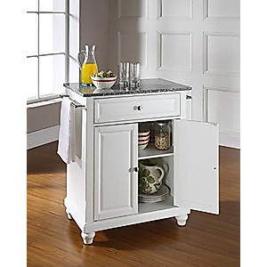 Crosley Furniture Cambridge Cuisine Kitchen Island with Solid Grey Granite Top - White