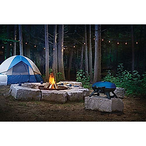 Napoleon TravelQ 285 Portable Gas BBQ Grill, Propane, Blue Lid - TQ285-BL-1 – Two Burners, Cast Iron Cooking Grids, Ideal for Camping & Tailgating