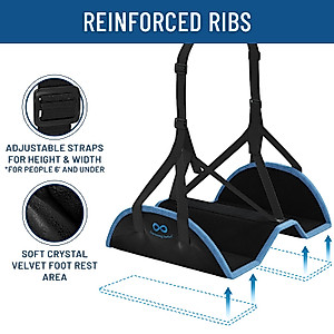 Everlasting Comfort Airplane Footrest - Ergonomic Adjustable Foot and Heel Hammock - Memory Foam Portable Air Plane Flying Travel Foot Rest - Long Airplane Flight Accessories for Feet (Black)