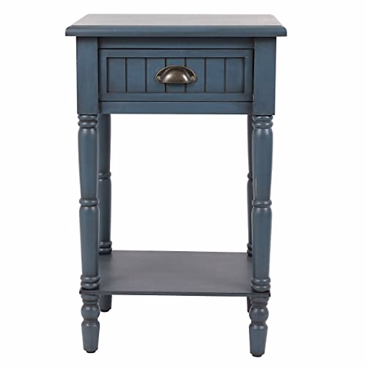 Decor Therapy Bailey Bead Board 1-Drawer Accent Table, Antique Navy