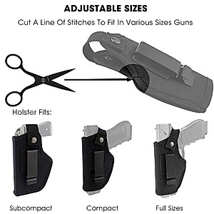 2 Pack Universal Concealed Carry Gun Holster for Women and Men, Inside or Outside The Waistband with Magazine IWB Holsters Right and Left Hand Draw Fits Subcompact Compact Full Size Pistols