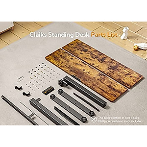 Claiks Electric Standing Desk, Adjustable Height Stand up Desk, 48x24 Inches Sit Stand Home Office Desk with Splice Board, Black Frame/Rustic Brown Top