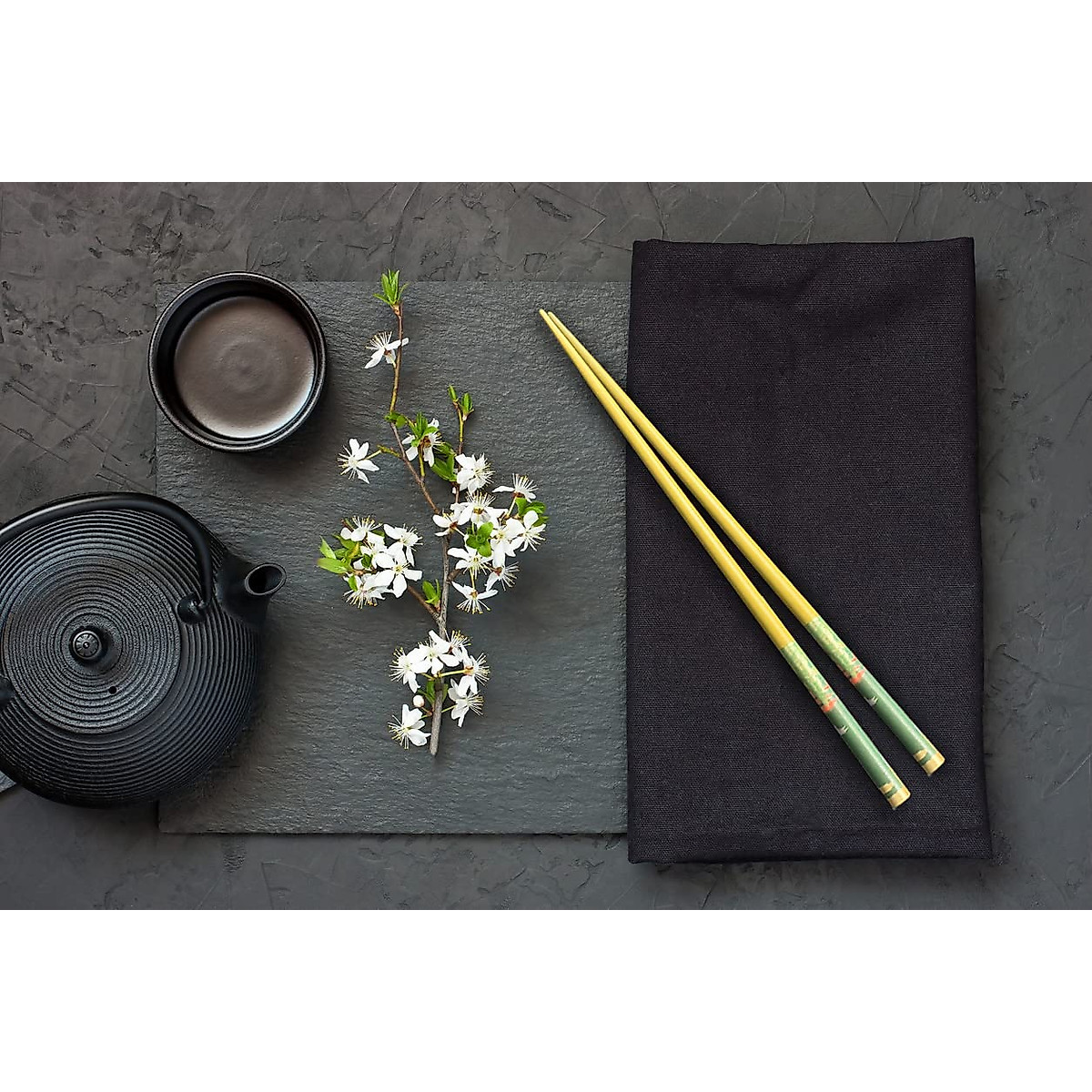 Chopsticks reusable Made in Japan ishida 10Pairs Black pasted box ((Japanese Beauty・23cm 9.0inch))