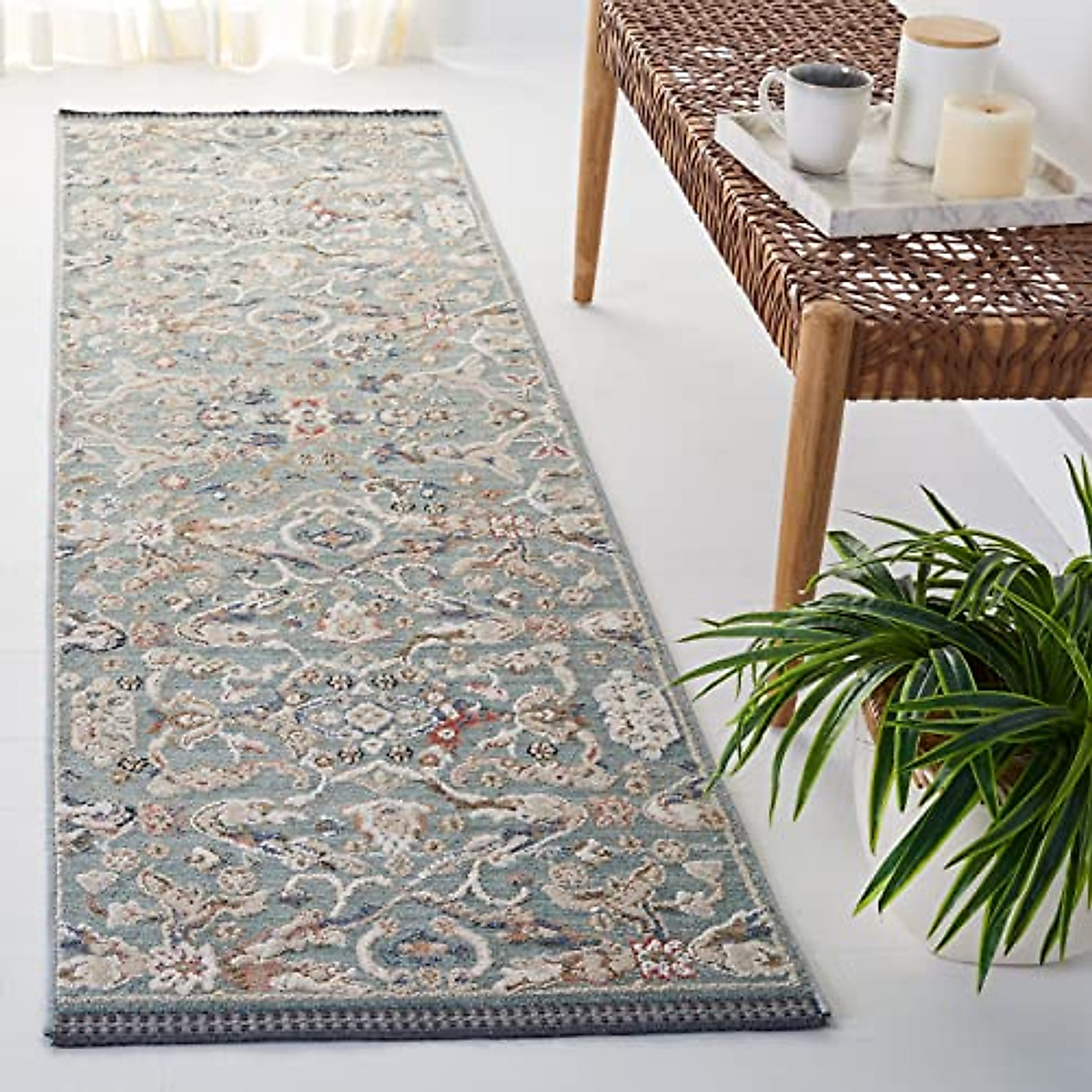 SAFAVIEH Vivaldi Collection Runner Rug - 2'2" x 8', Navy & Rust, Traditional Vintage Oriental Design, Non-Shedding & Easy Care, Ideal for High Traffic Areas in Living Room, Bedroom (VIV596N)