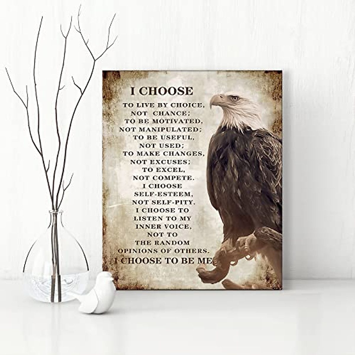 Motivational Canvas Wall Art Christian Bald Eagle Pictures Wall Decor Bald Eagle Gifts Inspirational Quotes Painting Wall Art for Office Bedroom Living Room Prints Artwork Framed 12"x16"